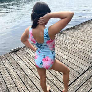 Girls Swimsuits 7-8 Floral One Piece Tankini Cute Flower Print Bathing Suits Hawaiian Beach Swimwear Bikini Pretty Kids Monokini for Swimmer