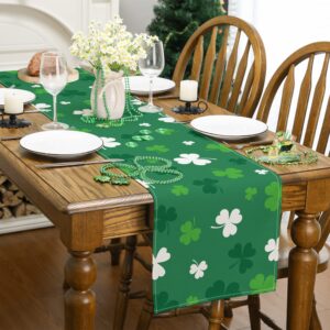 Siilues St. Patrick's Day Table Runner, St. Patrick's Day Decorations Green Shamrock Seasonal Spring Holiday Table Decorations for St. Patrick's Day Party Dining Table Decor (13'' x 72'')