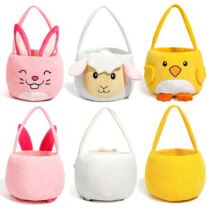 JOYIN 3 Plush Easter Baskets 12.8"x8.7" Cute Bunny & Chicken & Sheep Basket with Handles for Baby Kids Easter Egg Hunting, Party Supplies, Decorations, Gifts