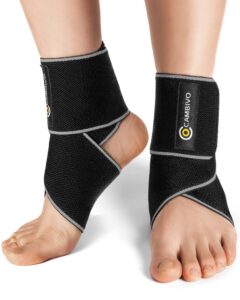 cambivo ankle brace for men and women, 2 pack ankle support for plantar fasciitis relief, ankle wrap with adjustable straps for sprained ankle, foot heel pain, achilles tendon, swelling, gray