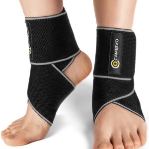 CAMBIVO Ankle Brace for Men and Women, 2 Pack Ankle Support for Plantar Fasciitis Relief, Ankle Wrap with Adjustable Straps for Sprained Ankle, Foot Heel Pain, Achilles Tendon, Swelling, Gray