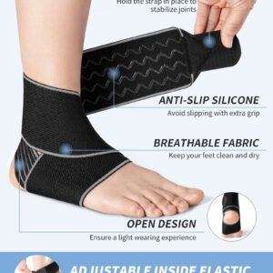 CAMBIVO Ankle Brace for Men and Women, 2 Pack Ankle Support for Plantar Fasciitis Relief, Ankle Wrap with Adjustable Straps for Sprained Ankle, Foot Heel Pain, Achilles Tendon, Swelling, Gray