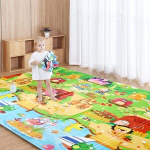 Baby Play Mat Playmat Baby Mat Baby Folding Mat Extra Large Play Mat XPE Foam Crawl Mat Reversible Waterproof Portable Double Sides Kids Toddler Outdoor Indoor Use Non Toxic Colorful 79" x 60"