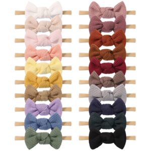 jollybows 20pcs 3.2" baby girls waffle headbands hair bows stretchy nylon hairbands for newborn infant toddler hair accessories