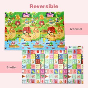 Baby Play Mat Playmat Baby Mat Baby Folding Mat Extra Large Play Mat XPE Foam Crawl Mat Reversible Waterproof Portable Double Sides Kids Toddler Outdoor Indoor Use Non Toxic Colorful 79" x 60"