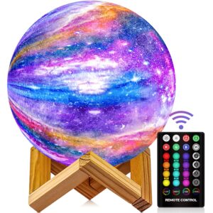 dtoetkd moon lamp, kids night light, 16 colors galaxy lamp, 5.91 inch 3d printing led moon light with stand, remote&touch control, usb rechargeable birthday christmas gift for girls lover, home decor