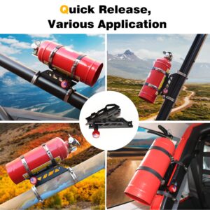 Bestaoo Adjustable Roll Bar Fire Extinguisher Mount Holder for Jeep Wrangler TJ JK JKU JL UTV Polaris RZR Ranger Camper Van, Aluminum, Quick Release, Upgrade