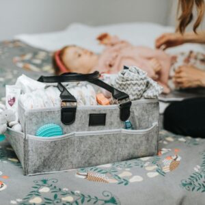 Everly Baby Co - Diaper Caddy Organizer - Large Nursery Storage Bin - Baby Diaper Basket - Waterproof Liner - Diaper Changing Pad - Storage Basket - Car Diaper Caddy