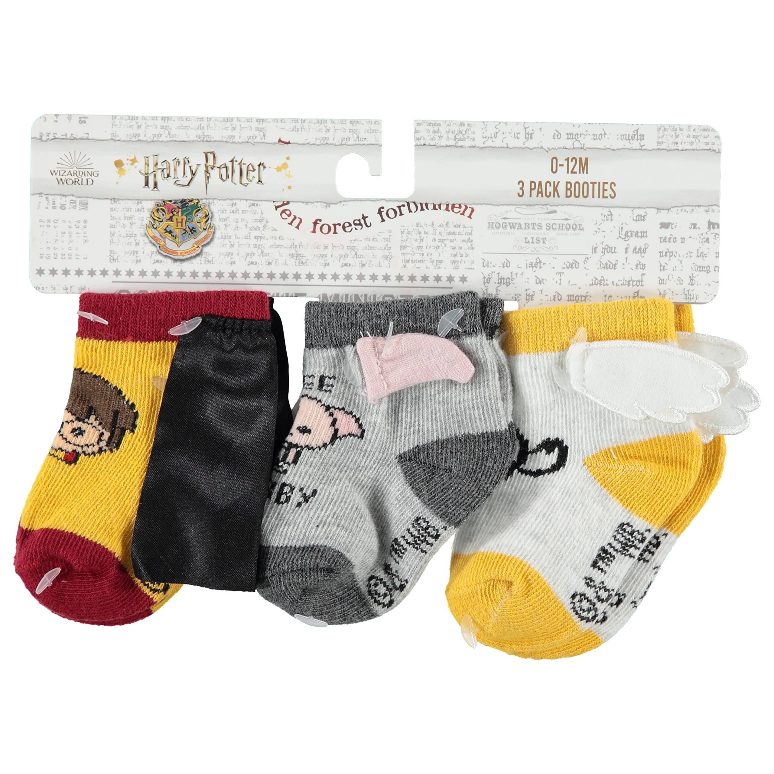 Harry Potter Infant Baby Boy socks 3 Pack Gift Set (0-12 Months) - Baby Booties for Boys with Cape