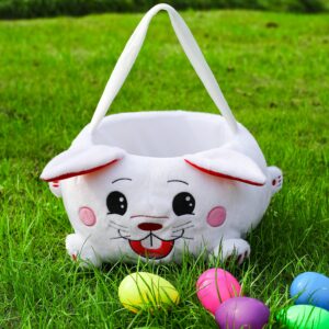 JOYIN Large Easter Plush Bunny Basket, 3D Bunny Basket with Handles for Baby Kids Easter Egg Hunting, Party Supplies, Decorations, Gifts