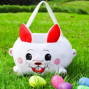 joyin large easter plush bunny basket, 3d bunny basket with handles for baby kids easter egg hunting, party supplies, decorations, gifts