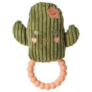 mary meyer sweet soothie soft baby rattle with teether ring, 6-inches, cactus