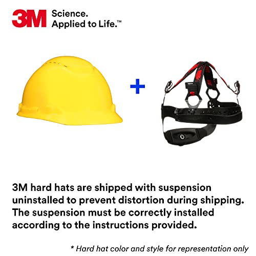 SecureFit 3M Hard Hat H-712SFV-UV, Black, Vented Cap Style Safety Helmet with Uvicator Sensor, 4-Point Pressure Diffusion Ratchet Suspension, ANSI Z87.1