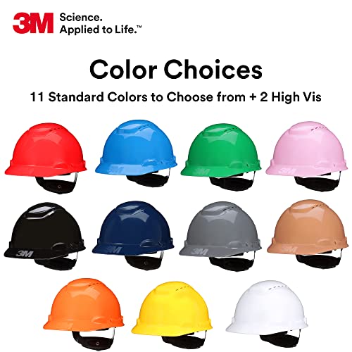 SecureFit 3M Hard Hat H-712SFV-UV, Black, Vented Cap Style Safety Helmet with Uvicator Sensor, 4-Point Pressure Diffusion Ratchet Suspension, ANSI Z87.1