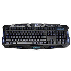 tri-color backlit gaming keyboard usb wired floating keyboard, powered full n-key game keyboard, quiet ergonomic water-resistant mechanical feeling keyboard,for desktop, computer, pc（black）