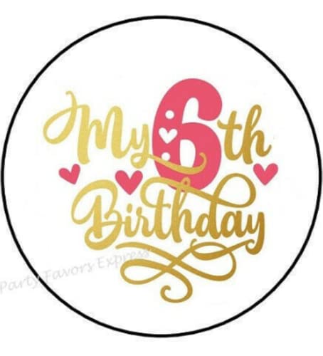 Party Favors Express 30 Pcs 1.5 inch Inch My 6th Birthday Stickers - Happy 6th Birthday Stickers - Birthday Stickers Envelope Seals Labels - D #AA61RK