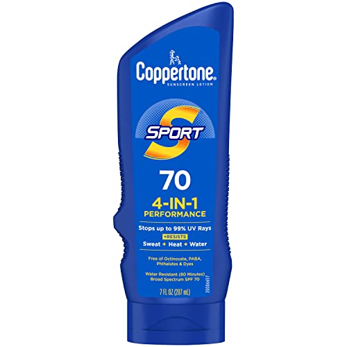 Coppertone SPORT Sunscreen SPF 70 Water Resistant Sunscreen Lotion, Broad Spectrum, Bulk Sunscreen Pack, 7 Fl Oz Bottle, Pack of 2