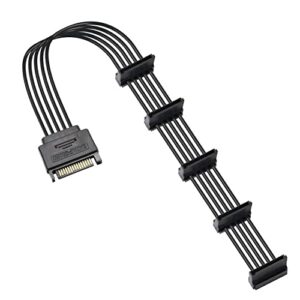 gelrhonr 15pin sata male to 5 x 15 pin sata female hard drive power right angle splitter adapter cable extension cable for hard disk 50cm