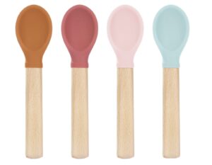 silicone baby spoons- silicone tips for toddlers and baby- self-feeding utensils (pack of 4)