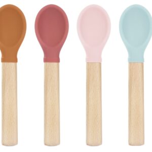 Silicone Baby Spoons- Silicone Tips for Toddlers and Baby- Self-Feeding Utensils (Pack of 4)