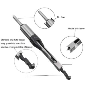 Square Hole Drill Bit Woodworking Auger Drill Bit Tool Set, Wood Mortising Chisel Countersink Bits