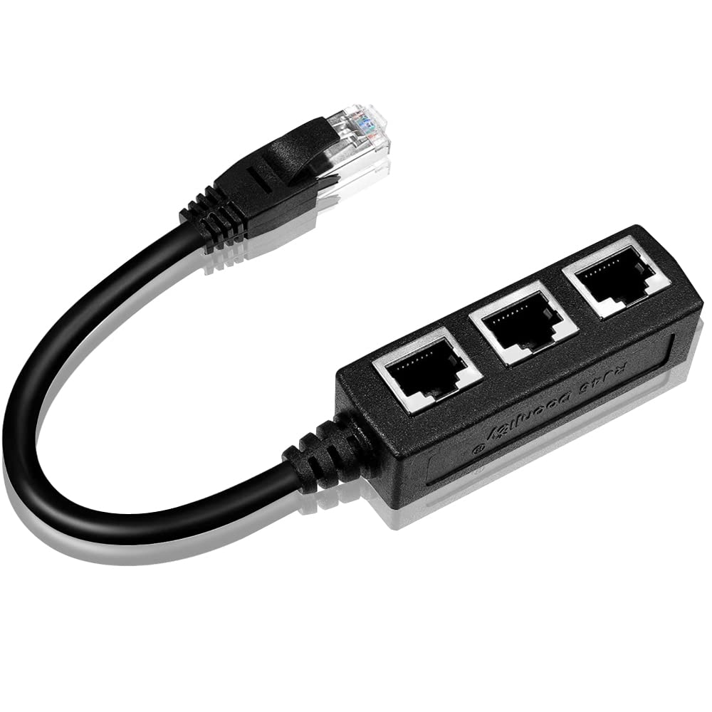 CHIOINS RJ45 Ethernet Cable Splitter Network Adapter,Ethernet Splitter 1 to 3 Cable Adapter Suitable Super Cat5, Cat5e, Cat6, Cat7 LAN Ethernet Socket Connector Adapter LAN Splitter (1to3)