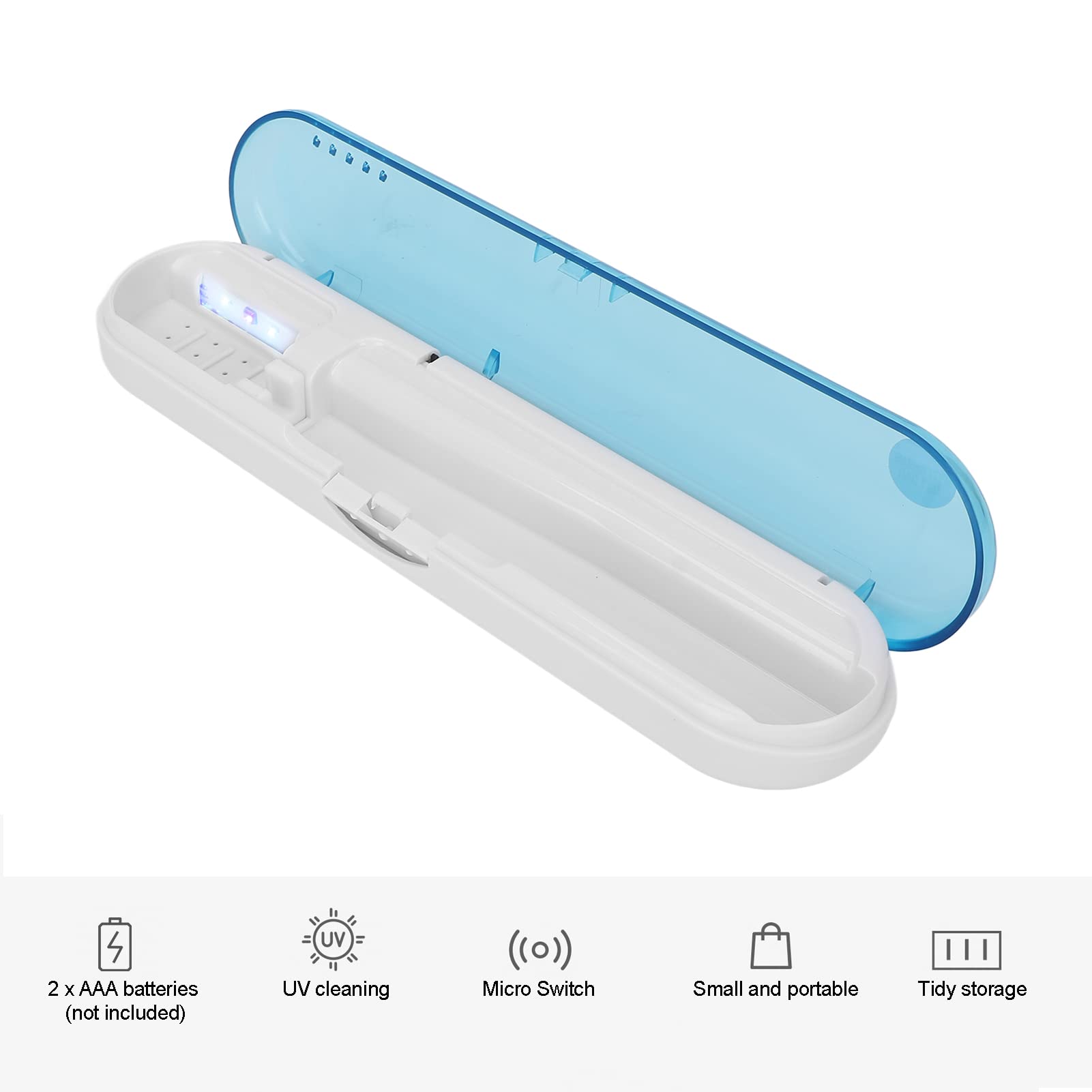 Shanrya UV Toothbrush Cleaning Case, Stable ABS Micro Switch UV Toothbrush Cleaner for Home Travel for Men Women