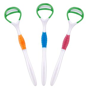 tongue scraper cleaner 3 pack - bad breath solution for adults and kids | easy to hold & clean | suitable for sensitive tongue | bpa free oral hygiene products