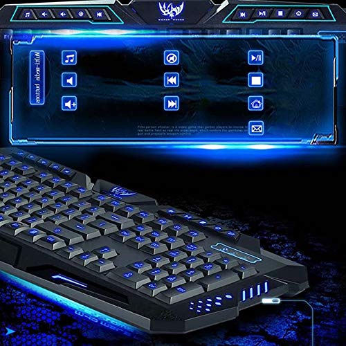 Tri-Color Backlit Gaming Keyboard USB Wired Floating Keyboard, Powered Full N-Key Game Keyboard, Quiet Ergonomic Water-Resistant Mechanical Feeling Keyboard,for Desktop, Computer, PC（Black）