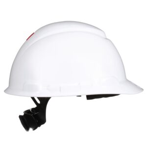 3M Hard Hat SecureFit H-701SFR-UV, White, Non-Vented Cap Style Safety Helmet with Uvicator Sensor, 4-Point Pressure Diffusion Ratchet Suspension, ANSI Z87.1