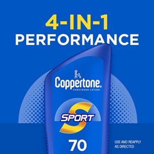 Coppertone SPORT Sunscreen SPF 70 Water Resistant Sunscreen Lotion, Broad Spectrum, Bulk Sunscreen Pack, 7 Fl Oz Bottle, Pack of 2