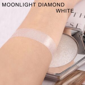 Pearl White Shimmer Glitter Highlighter Highlight Makeup Contour Powder,Silver Face Highlighter, Highlighter+Makeup iluminadores Illuminator Make Up (Shiny Silver)