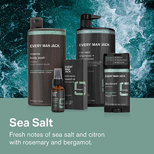 Every Man Jack Mens Sea Salt Cologne for Outdoor Guys - Notes of White Woods, Citron, Fresh Herbs, Marine Accord and a Touch of Vanilla - Long Lasting and No Harmful Chemicals - 3.4 FL-ounce - 1 Bottle