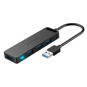 vention usb 3.0 hub, 4 ports usb hub ultra-slim data usb hub 0.5ft extended cable [charging supported], compatible with macbook, laptop, surface pro, ps4, pc, flash drive, mobile hdd (0.15m/0.5ft)