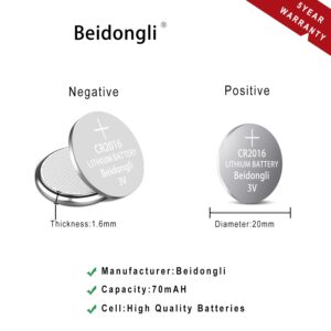 Beidongli CR2016 Battery3V Lithium Battery High Capacity Long Lasting Battery 20 Count