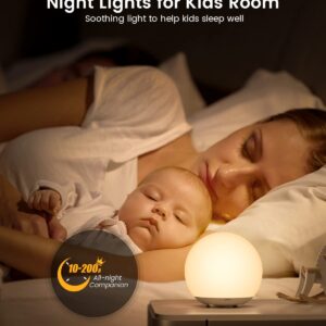 Morfone Night Light for Kids Baby Night Light with Soft Warm Light & Auto 8 Color Changing Dimmable Rechargeable Nursery Night Light with Touch Control & Timer Setting for Breastfeeding Up to 200H