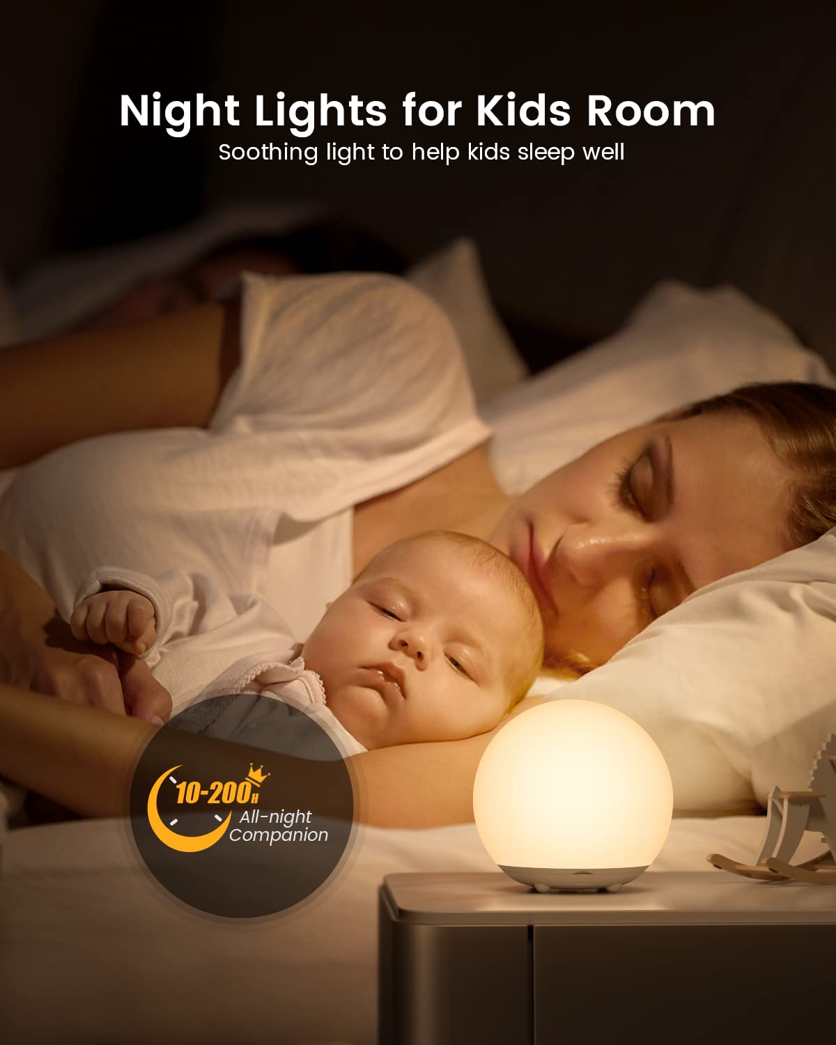 Morfone Night Light for Kids Baby Night Light with Soft Warm Light & Auto 8 Color Changing Dimmable Rechargeable Nursery Night Light with Touch Control & Timer Setting for Breastfeeding Up to 200H