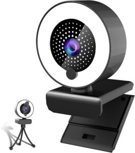 streaming webcam with microphone & ring light 2k hd web cam with cover,stand for pc/mac/laptop/desktop, wide angle web cameras for youtube,skype,zoom,xbox one,video calling,studying and ps4