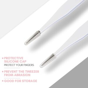 Makartt 2Pcs Straight Nail Tweezers Probe Tips Metal Precision Tweezers for Nail Art Picking Gems Rhinestones Acrylic Gel Stickers Eyelash Extensions Nail Tools