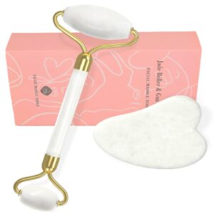 yltneuqer gua sha facial massage tool & jade roller set, facial massager for face, neck, back, arms, legs, eye,spa gifts for women gua sha facial massager reduce puffiness and improve wrinkles