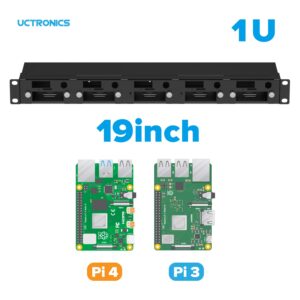 UCTRONICS for Raspberry Pi Rackmount Complete Enclosure Version with PoE Functionality, Front Removable Rack Mount with Captive Screws, Supports Up to 5 RPis