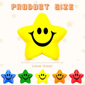 Civaner 90 Pcs Star Smile Face Stress Balls Mini Star Foam Balls Smile Funny Face Toys Relief Star Smile Balls for School Carnival Reward Student Prizes Party Favor Toy, 5 Colors