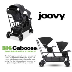 Joovy Big Caboose Triple Stroller with Rear Bench and Standing Platform, Reclining Seats, Optional Rear Seat, and Two Universal Car Seat Adapters, Jet