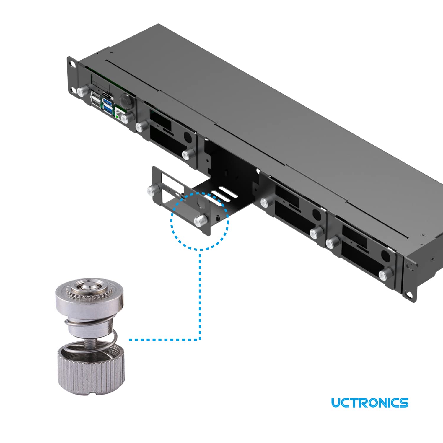 UCTRONICS for Raspberry Pi Rackmount Complete Enclosure Version with PoE Functionality, Front Removable Rack Mount with Captive Screws, Supports Up to 5 RPis