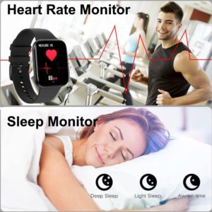 FirYawee Smart Watch for Android Phones and iOS Phones Compatible iPhone Samsung, Waterproof Pedometer Smartwatch with Sleep Monitor, Heart Rate Monitor, Step Counter for Women and Men