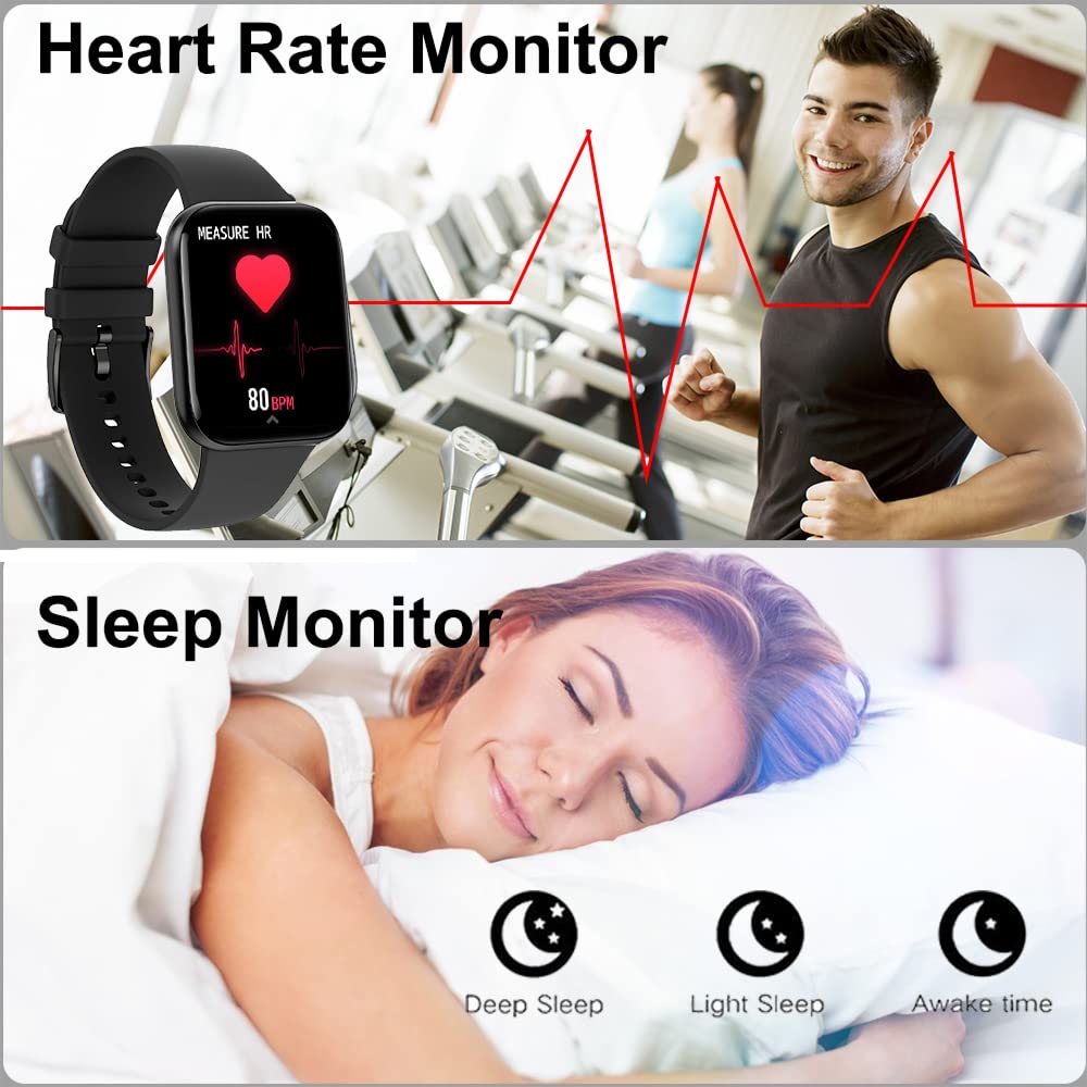 FirYawee Smart Watch for Android Phones and iOS Phones Compatible iPhone Samsung, Waterproof Pedometer Smartwatch with Sleep Monitor, Heart Rate Monitor, Step Counter for Women and Men