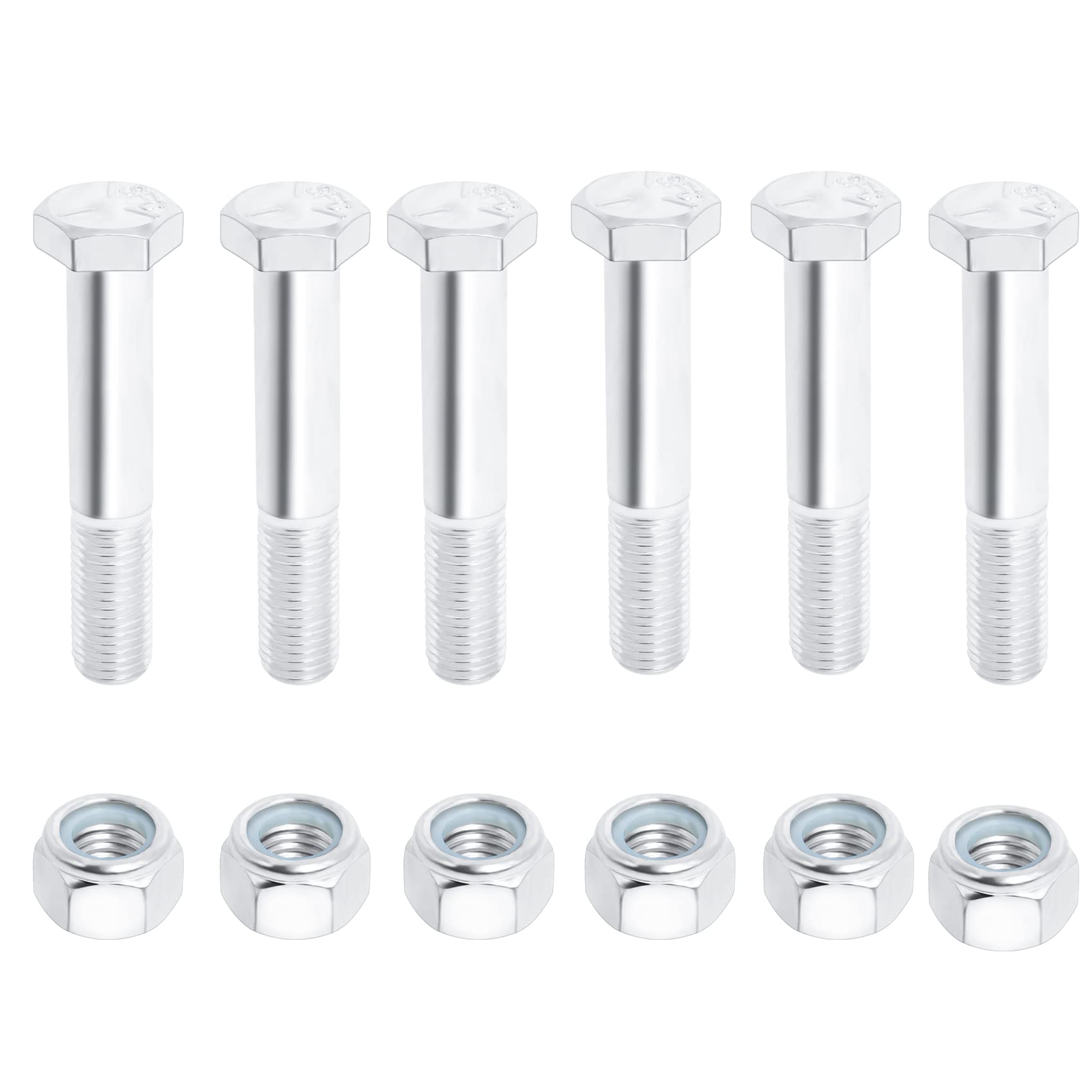 Shear Bolts for Compatible with Rotary Cutters Mill Grade 5 SAE J429 3.5" with Nylock Nut (Pack of 6)