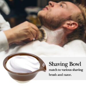 Linkidea Ceramic Shaving Bowl, Shaving Soap Lather Mug Cup for Men, Wide Mouth Barber Beard Wet Razor Shave Cream Cup, Brown