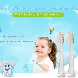 4 Pack Baby Kids Toothbrush Heads, Electric Toothbrush Replacement Heads Compatible with Dada-Tech DT-BB1, DT-977, DT-K6; Compatible with Brush-Baby WildOnes/KidzSonic; for Seago SG513/977, 3-12 Year