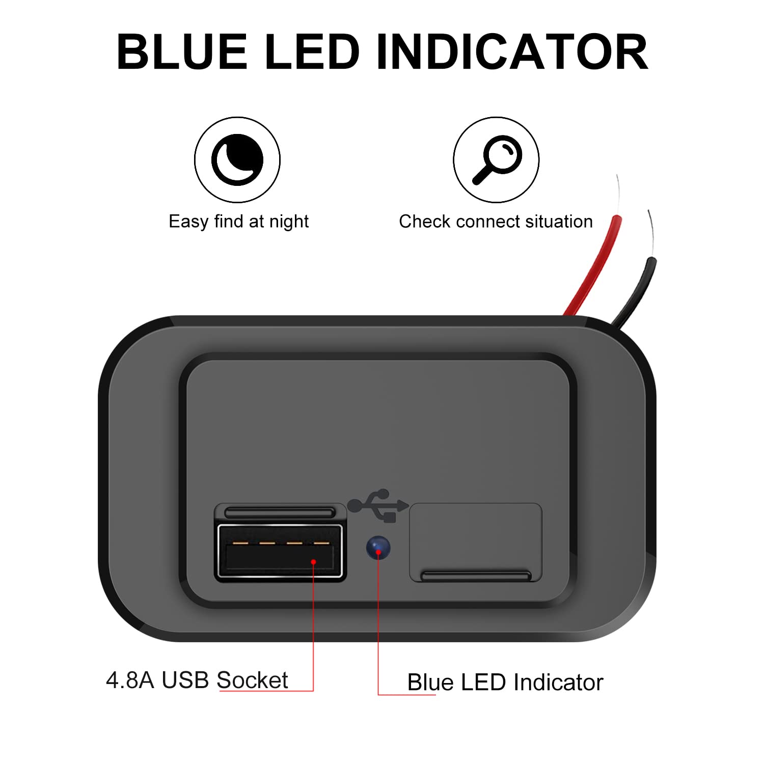 RV 12V USB Outlet 4.8A Dual USB Car Charger Socket Wall Mount Power Outlet Adapter for Charging